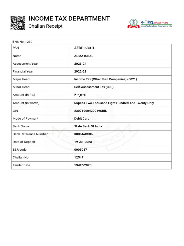 Payment Challan | PDF | Taxes | Payments