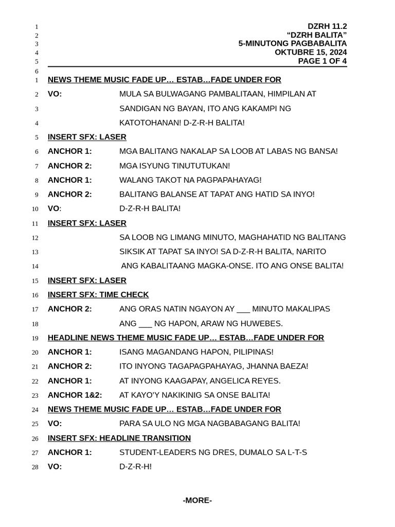 Radio Broadcasting Script Training | PDF