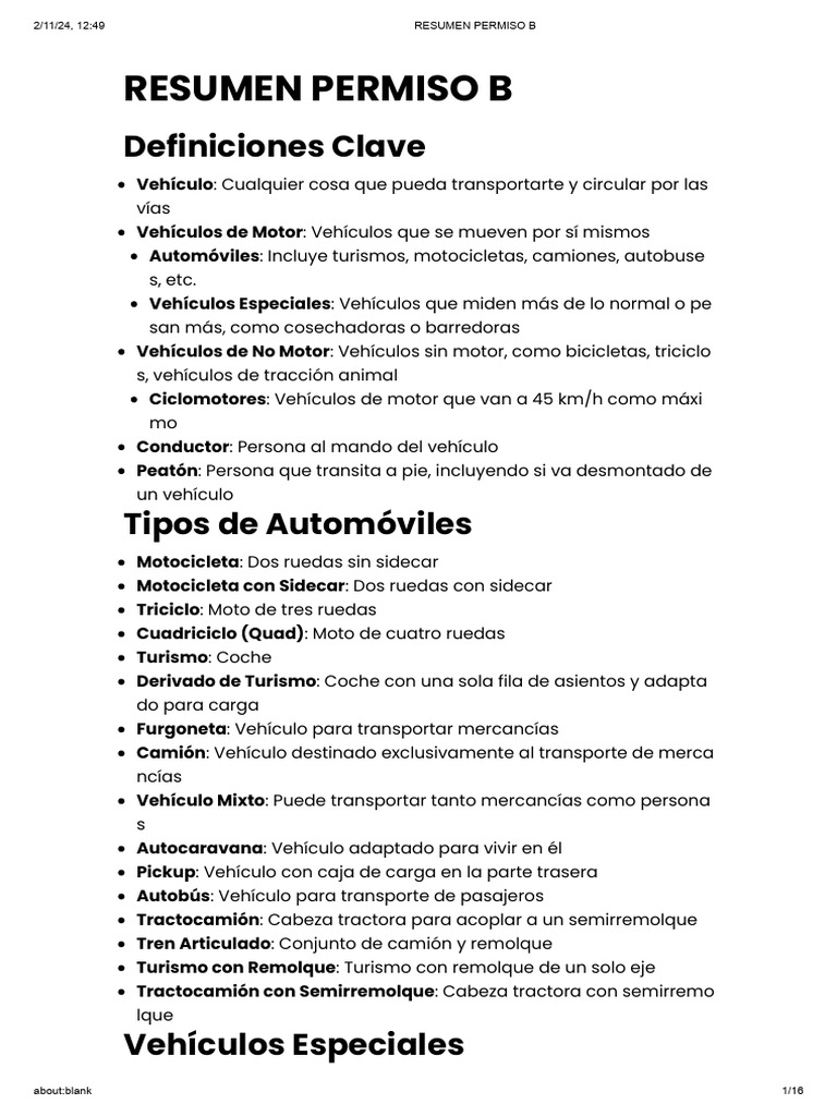 Resumen Permiso B | PDF | Semáforo | Licencia de conducir