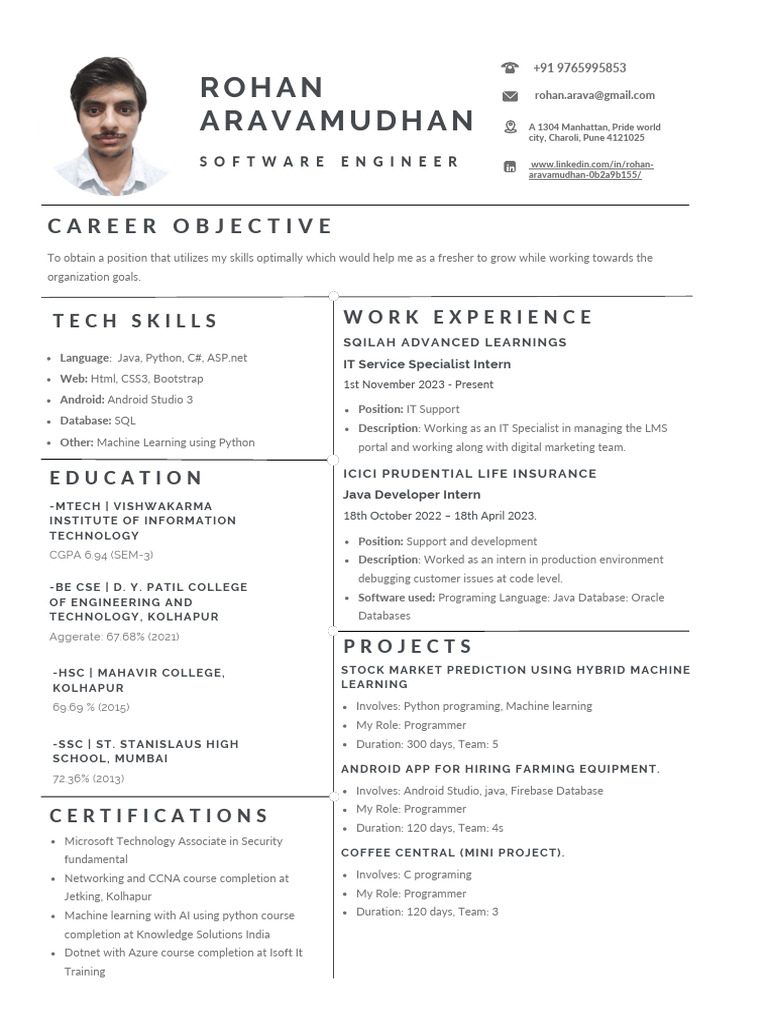 Resume_Rohan Aravamudhan (4) | PDF | Programmer | Java (Programming Language)