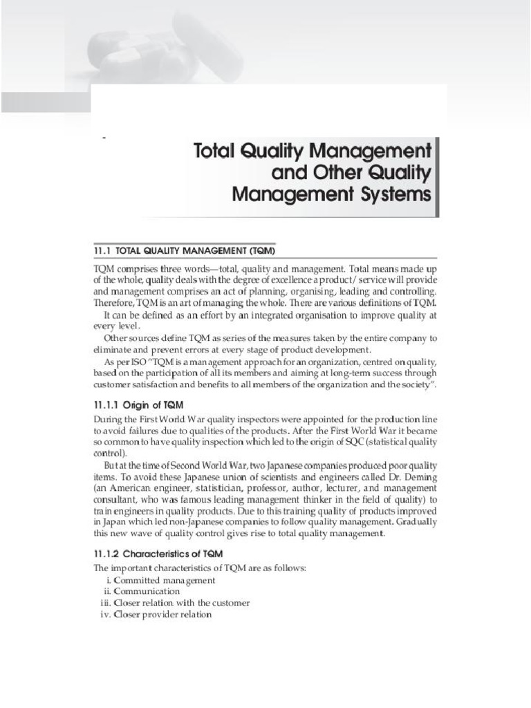 TQM & Other Quality Management Systems | PDF
