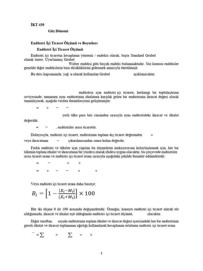 Ek 5 - Endüstri İçi Ticaret Ölçümü Ve Boyutları | PDF