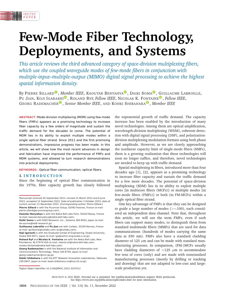 Few-Mode_Fiber_Technology_Deployments_and_Systems | PDF | Fiber Optic Communication | Wavelength ...