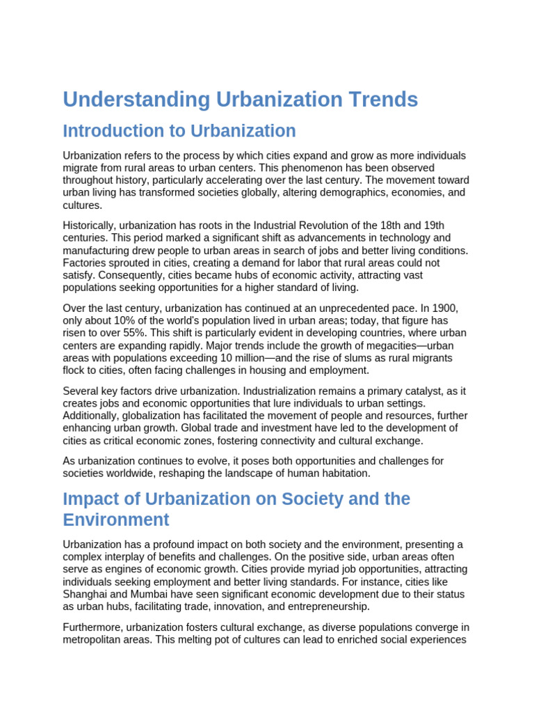 Understanding Urbanization Trends | PDF | Urbanization | Slum