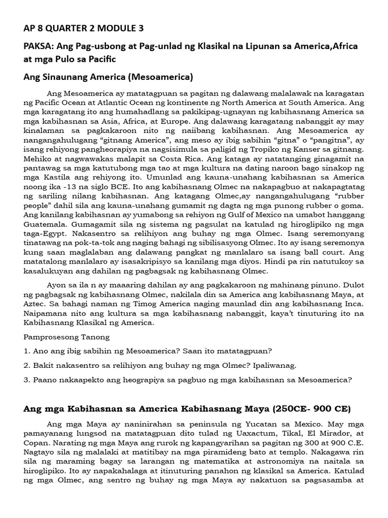 Ap 8 Q 2 Module 3 PDF 1 | PDF