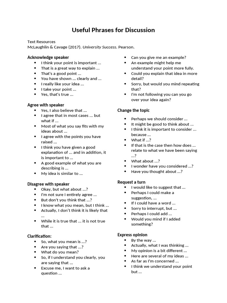 Useful Phrases For Group Discussion | PDF