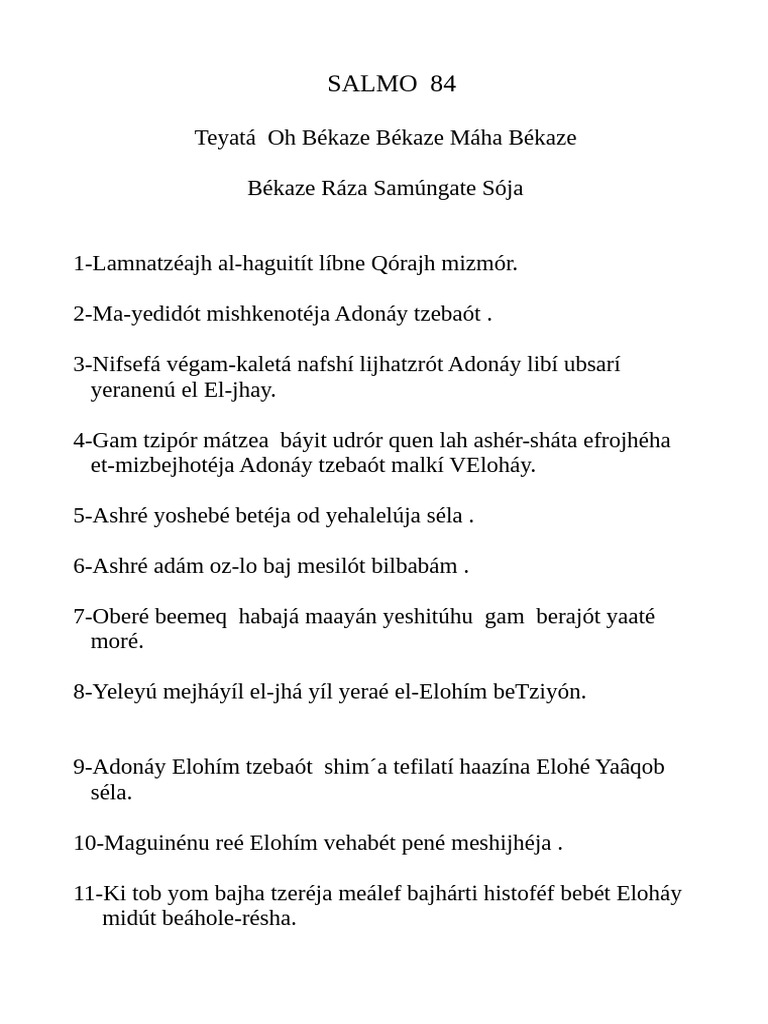 Salmo 84, REGENERADOR | PDF