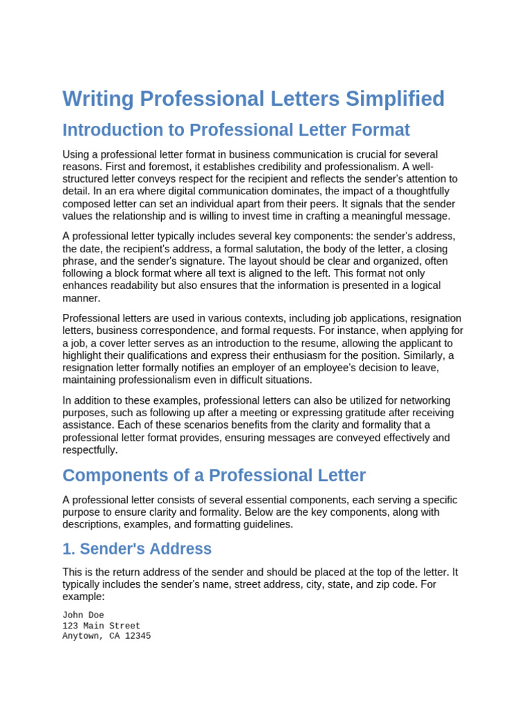 Writing Professional Letters Simplified | PDF | Communication | Paragraph
