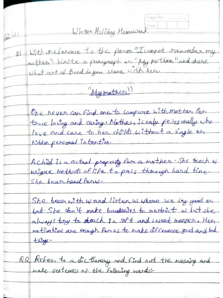 English Holiday Homework | PDF