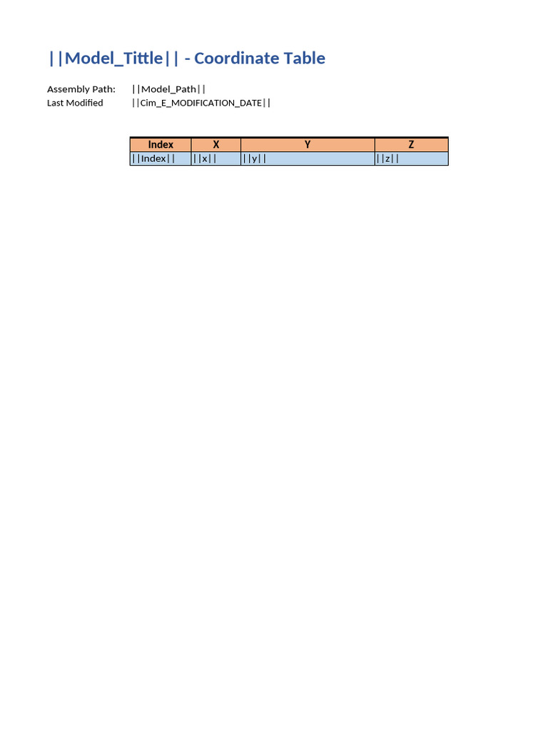 Coordinate Table Standard | PDF