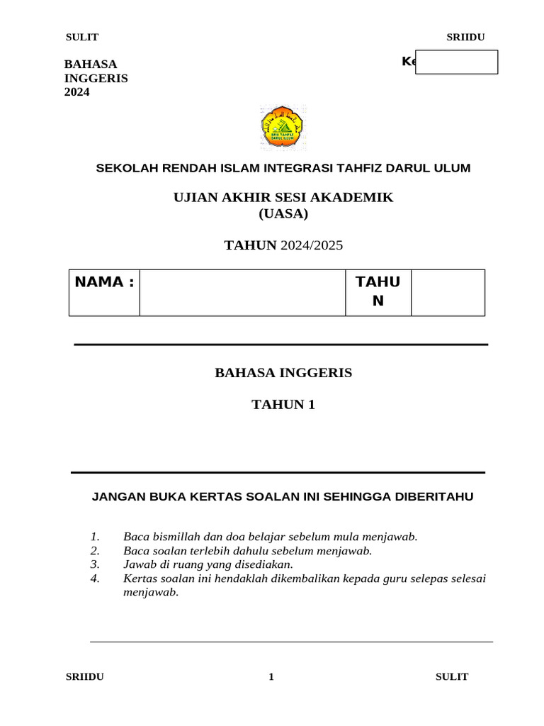 Muka Depan Uasa 2024 | PDF