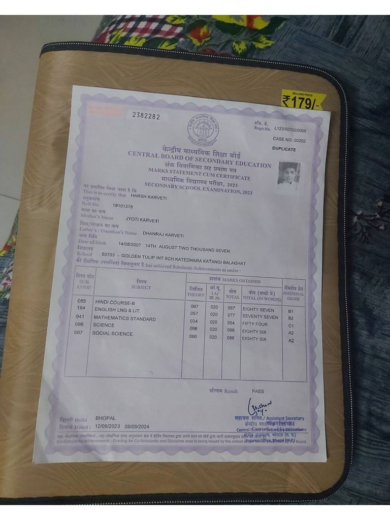 Class X Certificate | PDF