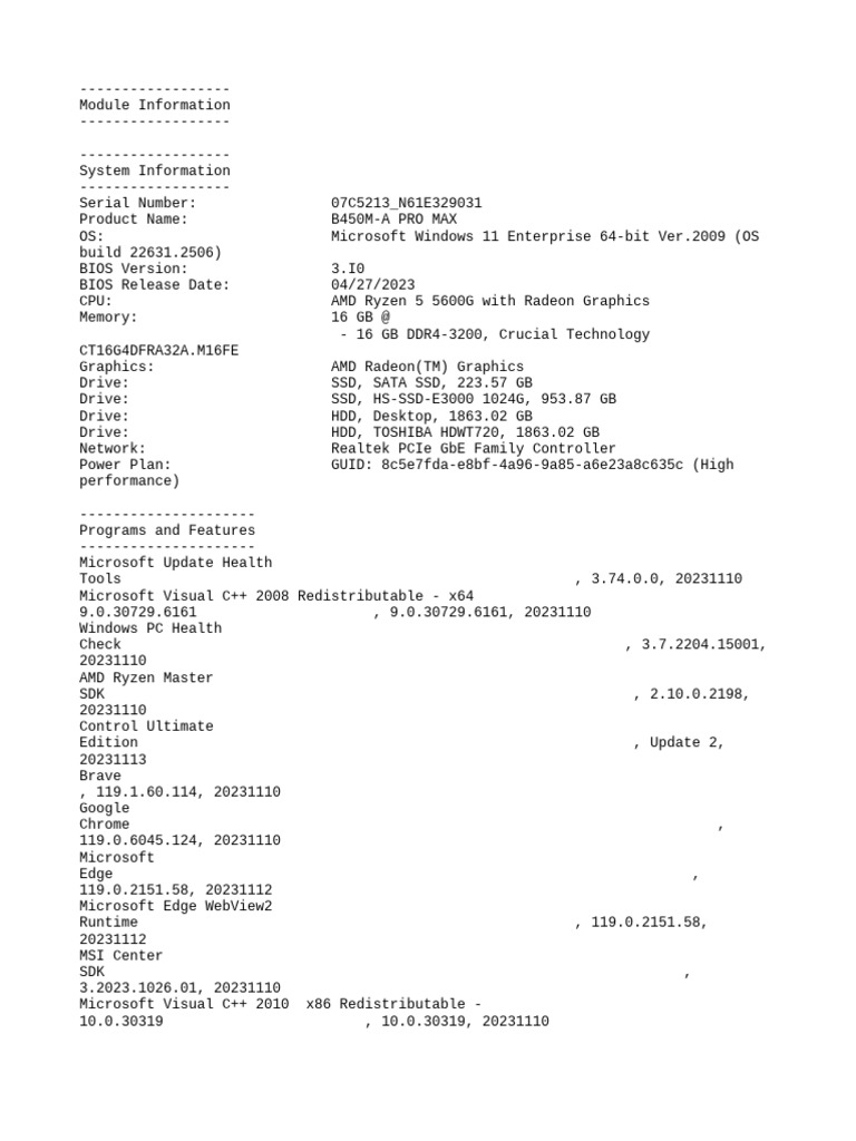 Specs | PDF | Solid State Drive | Microsoft Windows