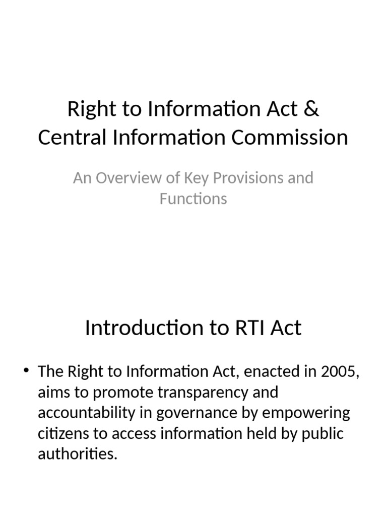 Overview of the Right to Information Act | PDF | Governance | Legal ...