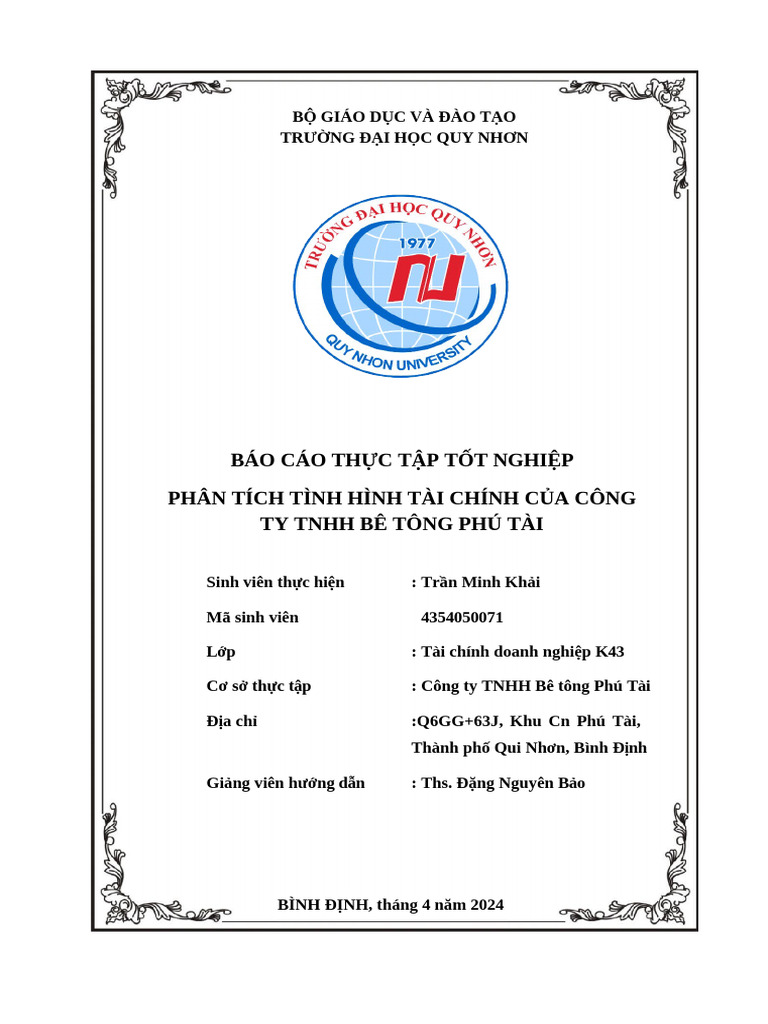 Bao Cao Thuc Tap Tot Nghiep Ban Hoan Thien (1) | PDF