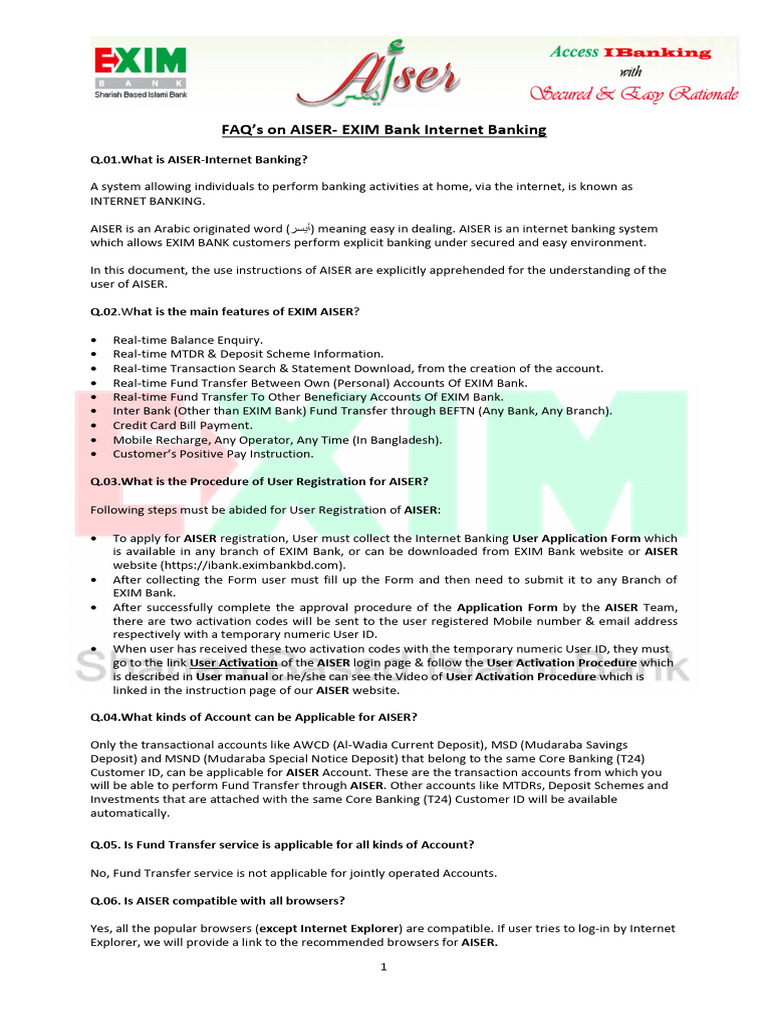 FAQ_AISER | PDF | Banks | Online Banking