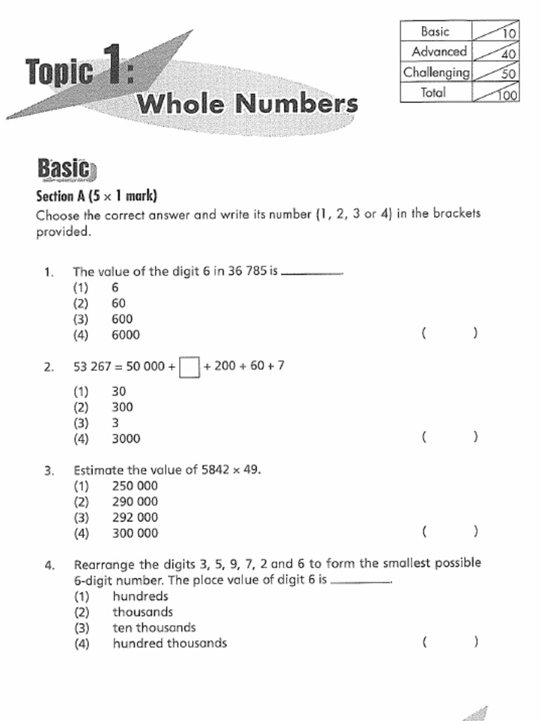1 Whole Numbers | PDF