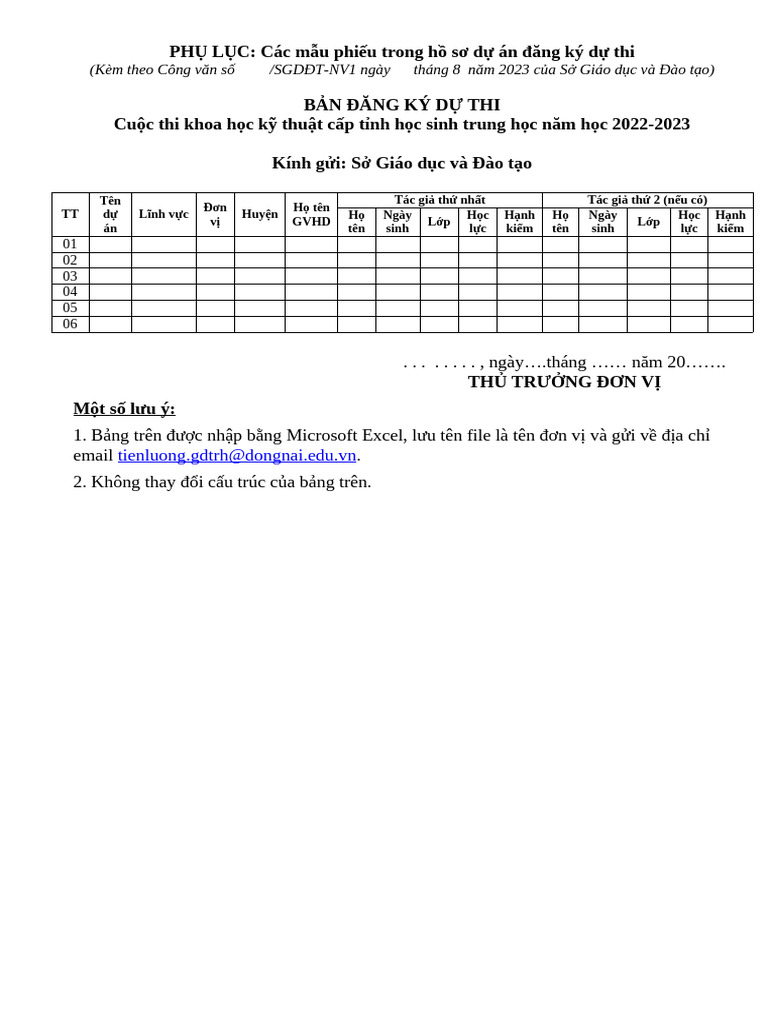 Cac Mau Phieu Thi KHKT 2024 | PDF