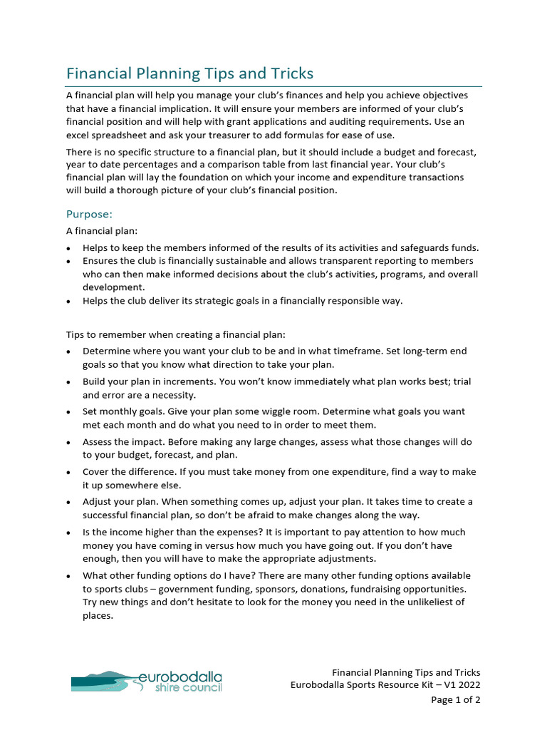 Governance Financial Planning Tips and Tricks | PDF | Budget | Expense