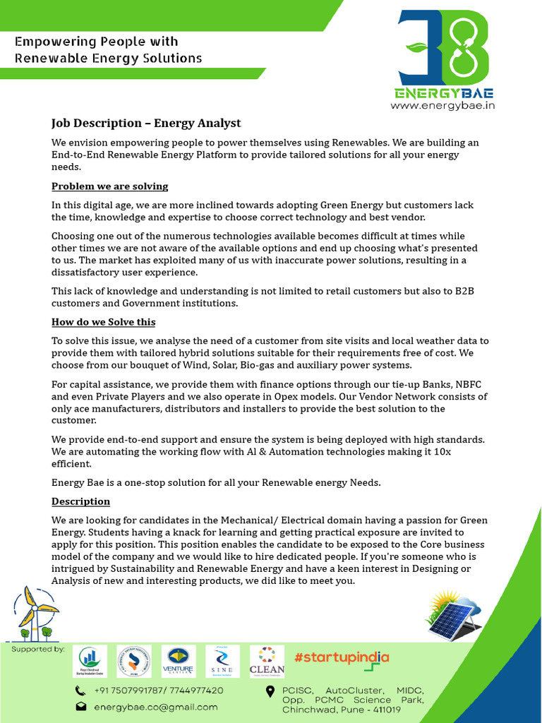 JD - Energy Analyst | PDF | Renewable Energy