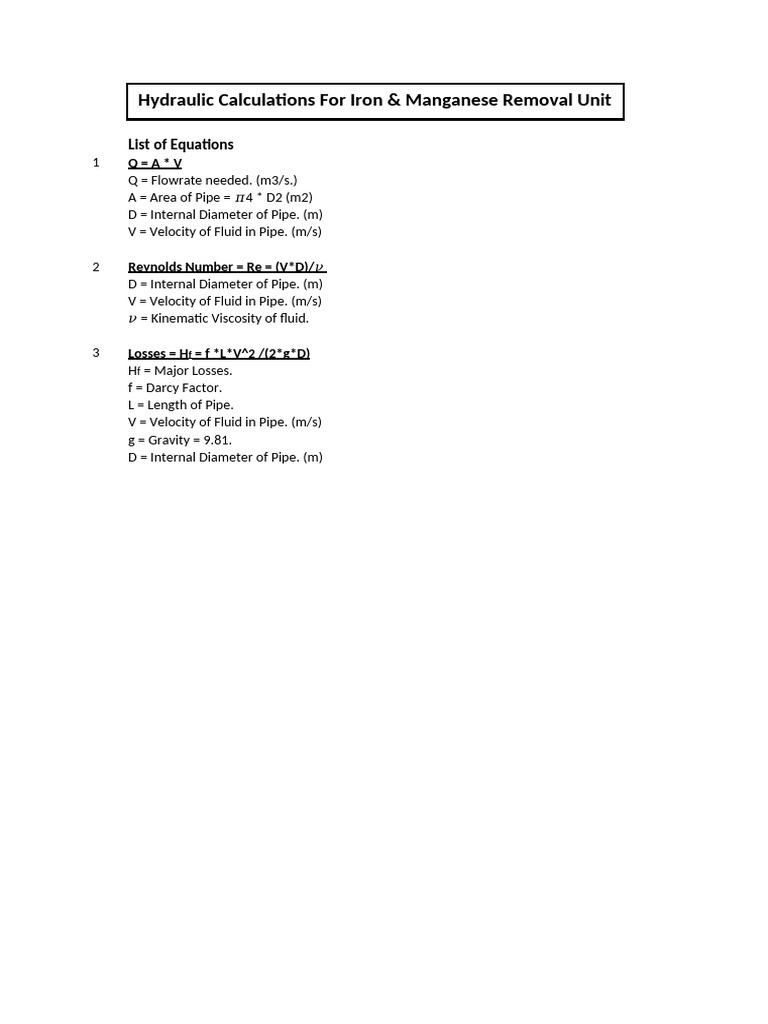 Hydraulic Calculations | PDF | Reynolds Number | Fluid Dynamics