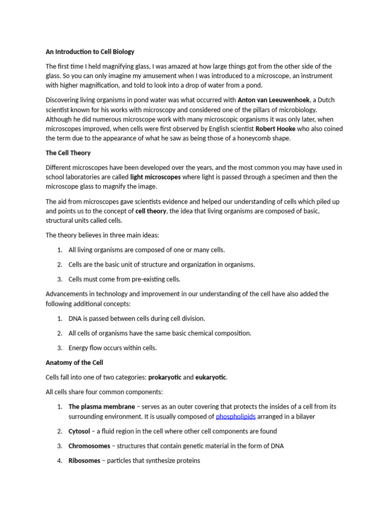 An Introduction To Cell Biology | PDF | Meiosis | Mitosis