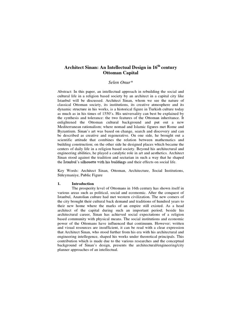Architect_Sinan_An_Intellectual_Design_i | PDF | Istanbul | Ottoman Empire