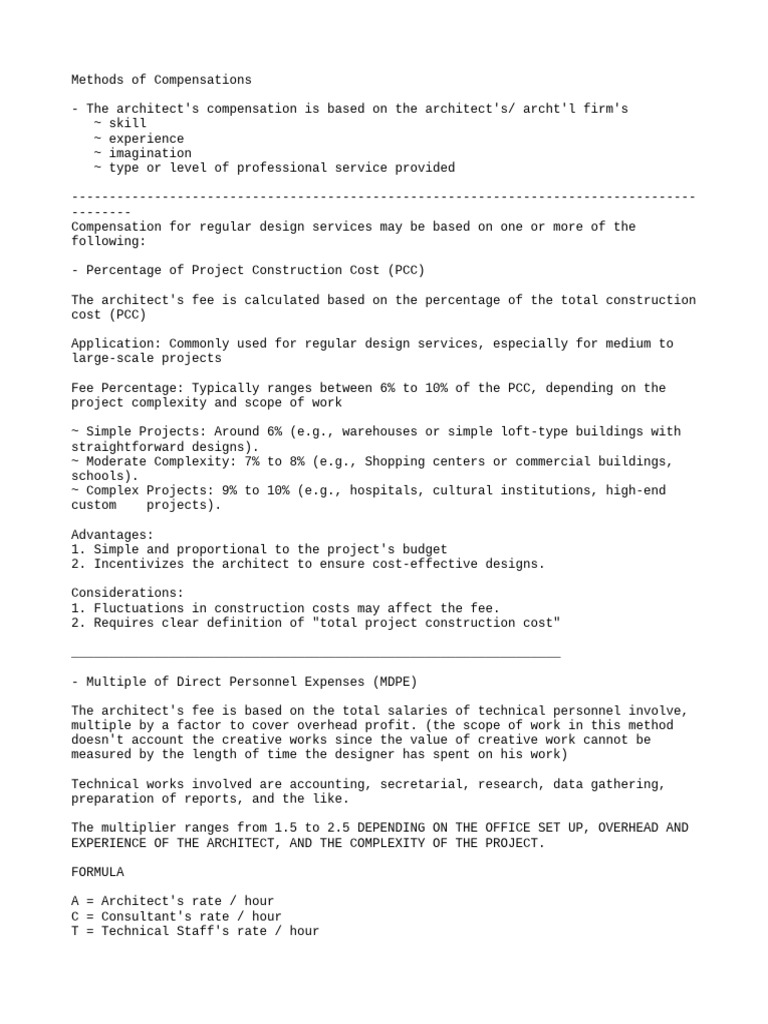Methods of Compensation | PDF | Per Diem | Architect