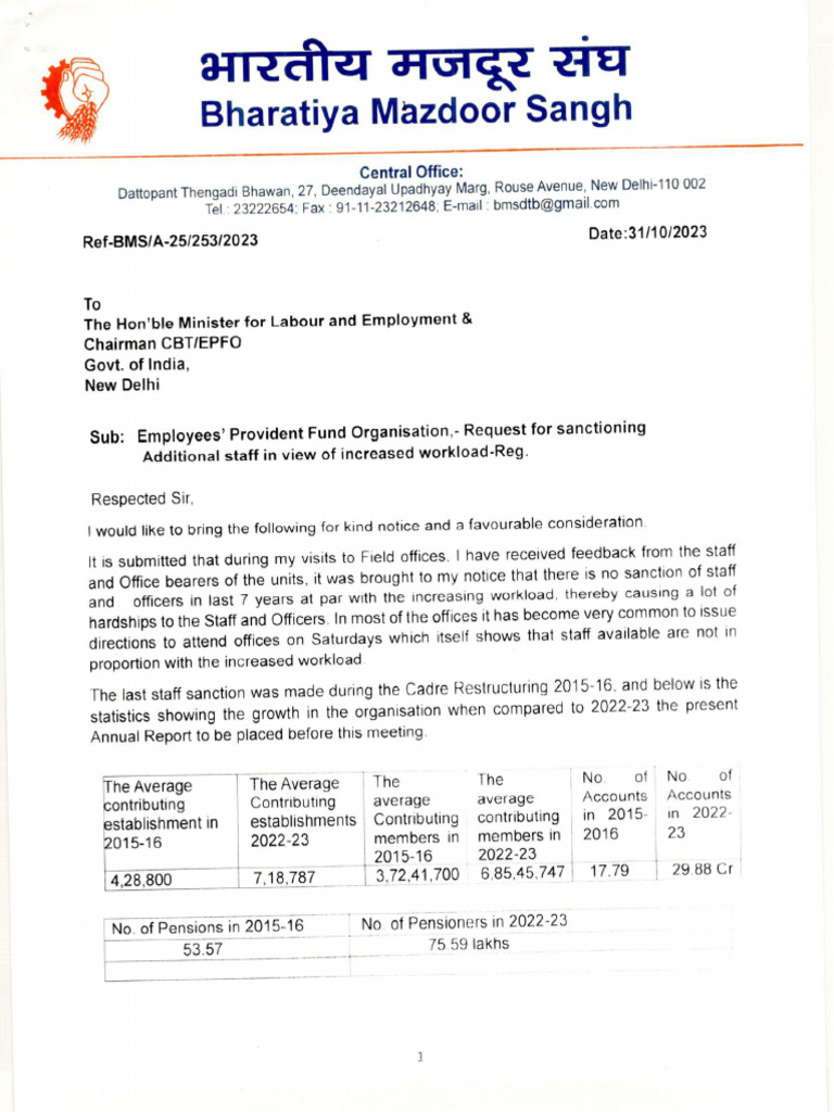 BMS Letter To Minister | PDF