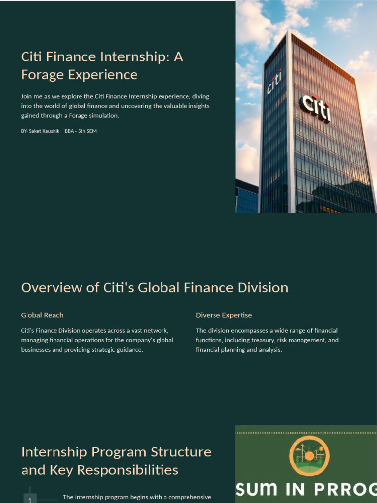 Citi Finance Internship A Forage Experience | PDF | Discounted Cash ...