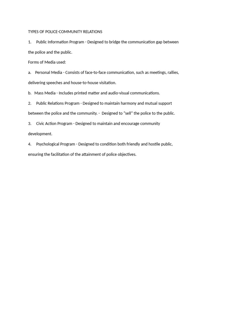 Types of Police Relations | PDF