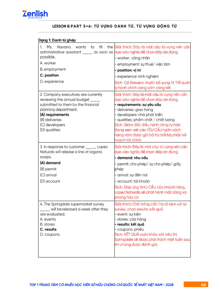 Đáp Án Lesson 8 - Camp Bomb RC 2024 | PDF