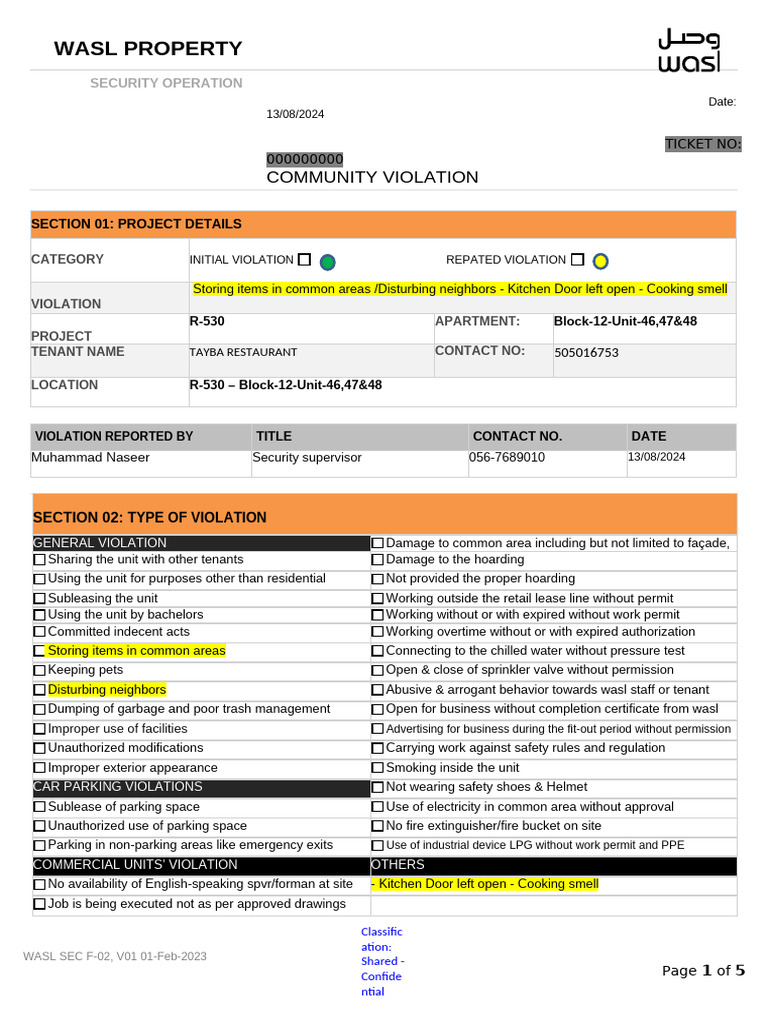 Wasl Property: Community Violation | PDF | Lease