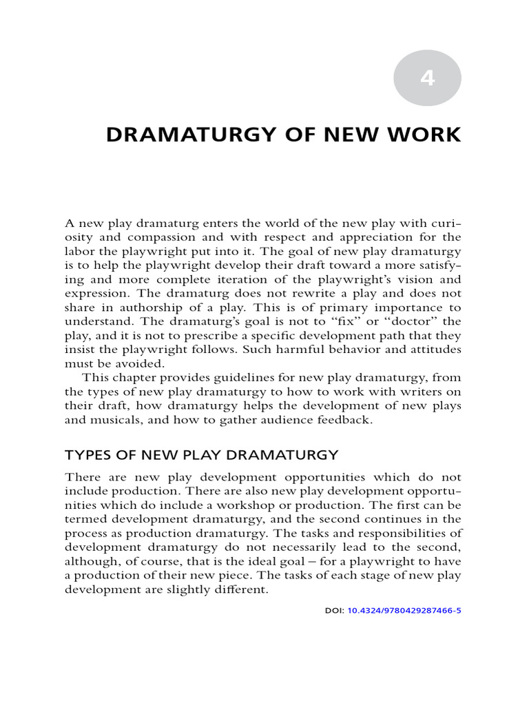Dramaturgy The Basics - (4. Dramaturgy of New Work) | PDF | Playwright ...