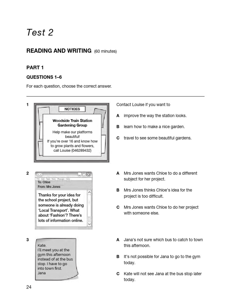 KET 2 2020 A2 Key 2 With Answers Trang 3 | PDF