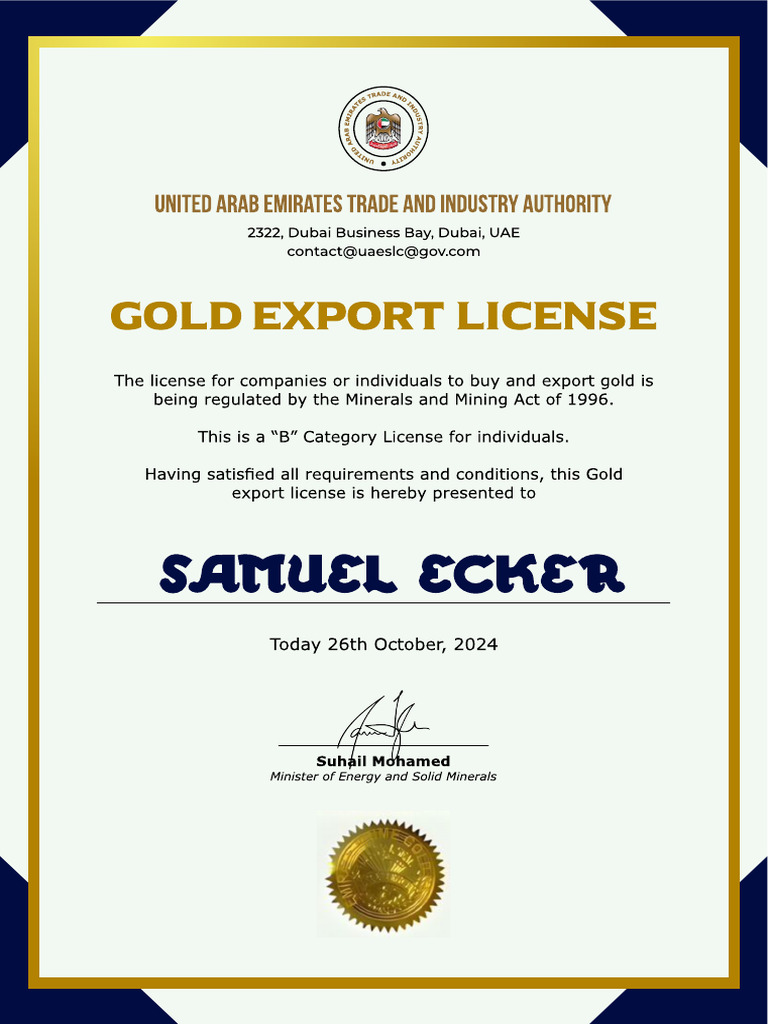 Gold Export License 2 | PDF