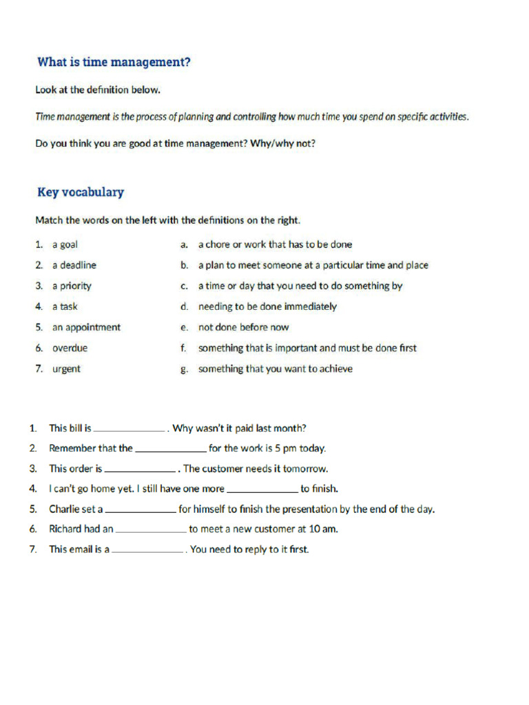 Time Management Handout | PDF