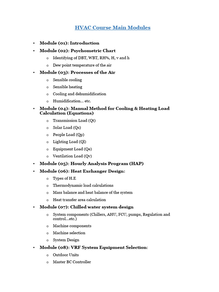 HVAC & 3D PLANT Course Modules | PDF | Air Conditioning | Chemical ...