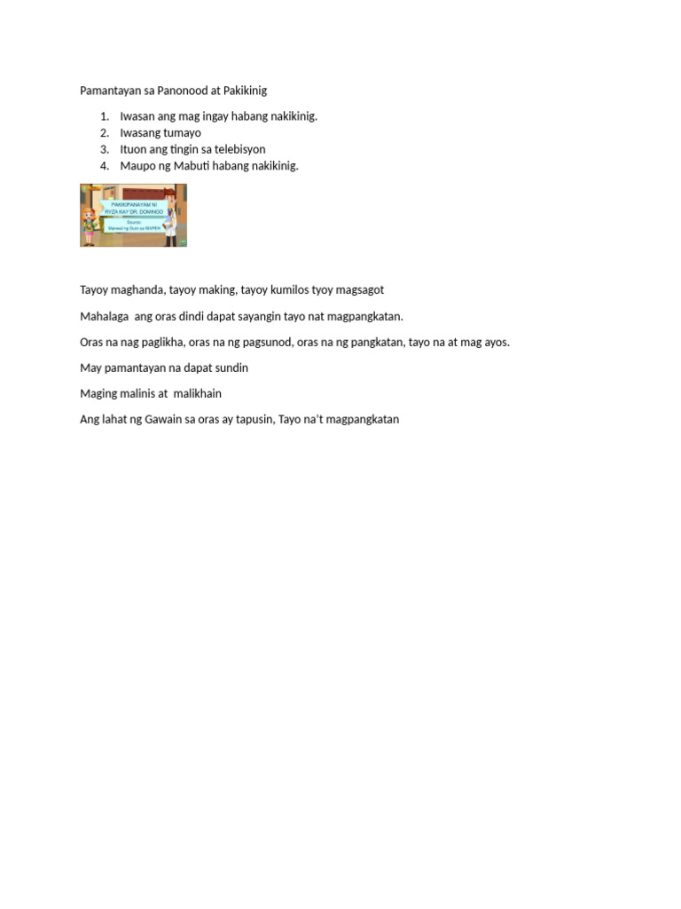 Pamantayan Sa Panonood at Pakikinig at Pangkatang Gawain | PDF