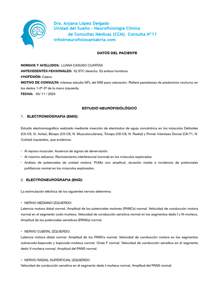 Estudio Neurofisiológico Normal MSI | PDF | Electromiografia | Sistema ...