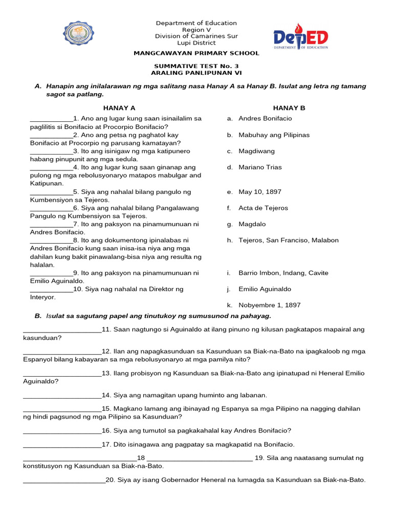 Ap Iv Summative | PDF