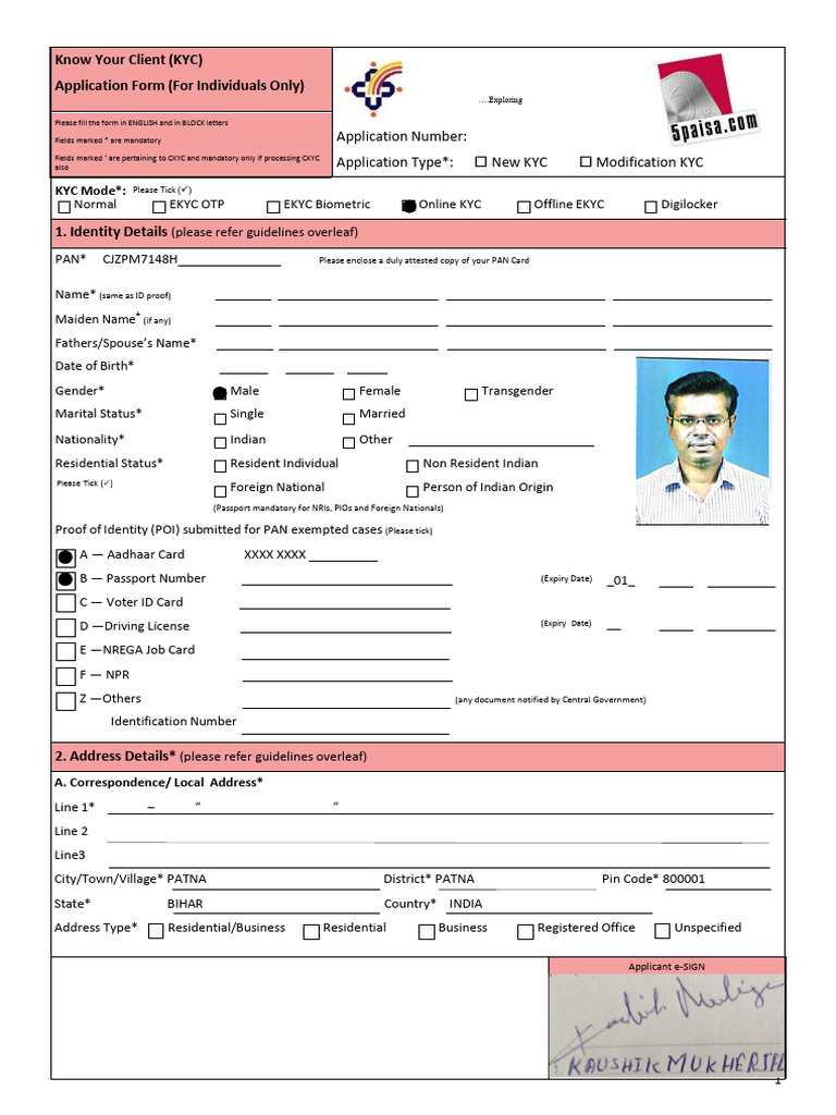 KYC_Form_Individual_oct21, | PDF | Identity Document