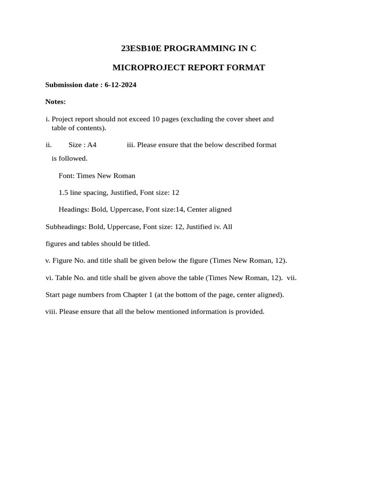 Micro Project Report FORMAT | PDF | Printing | Typography