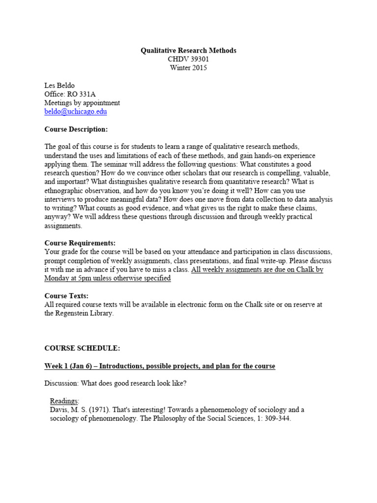 Qualitative Research Methods | PDF | Qualitative Research | Ethnography