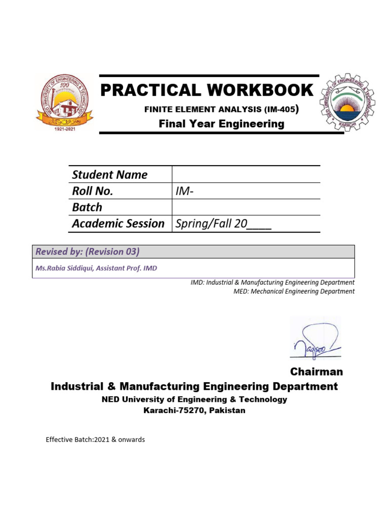 FEA Practical Workbook for Engineers | PDF | Stress (Mechanics ...