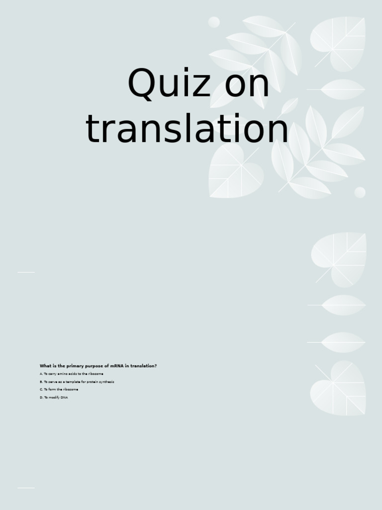 Quiz On Translation | PDF