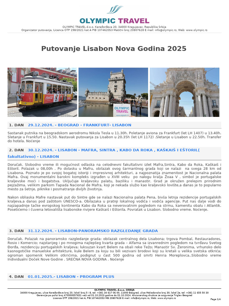 Lisbon Program Putovanja | PDF