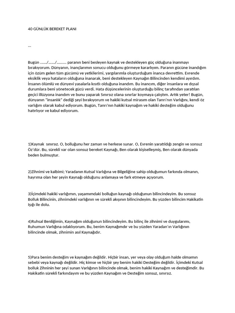 Bereket Plani | PDF