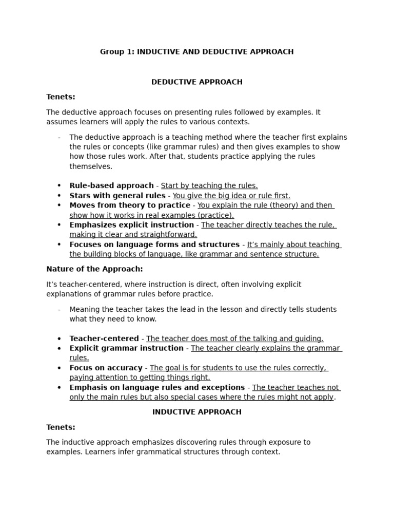 Group 1 Inductive and Deductive | PDF | Learning | Educational Assessment