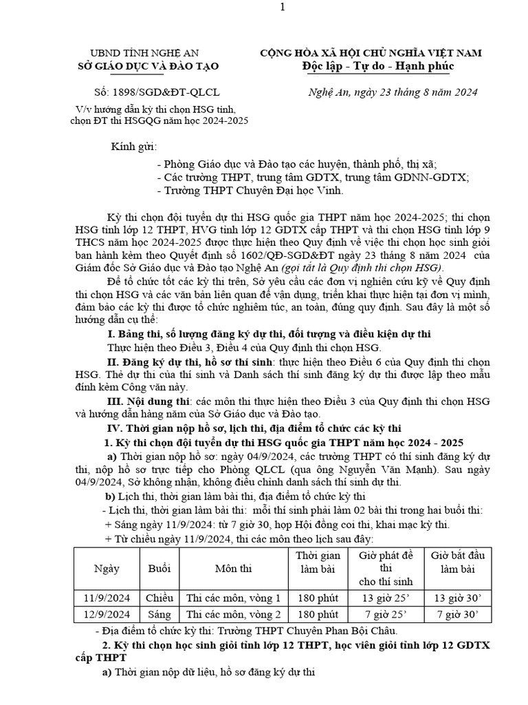 1898 - Quy Định Thi HSG | PDF
